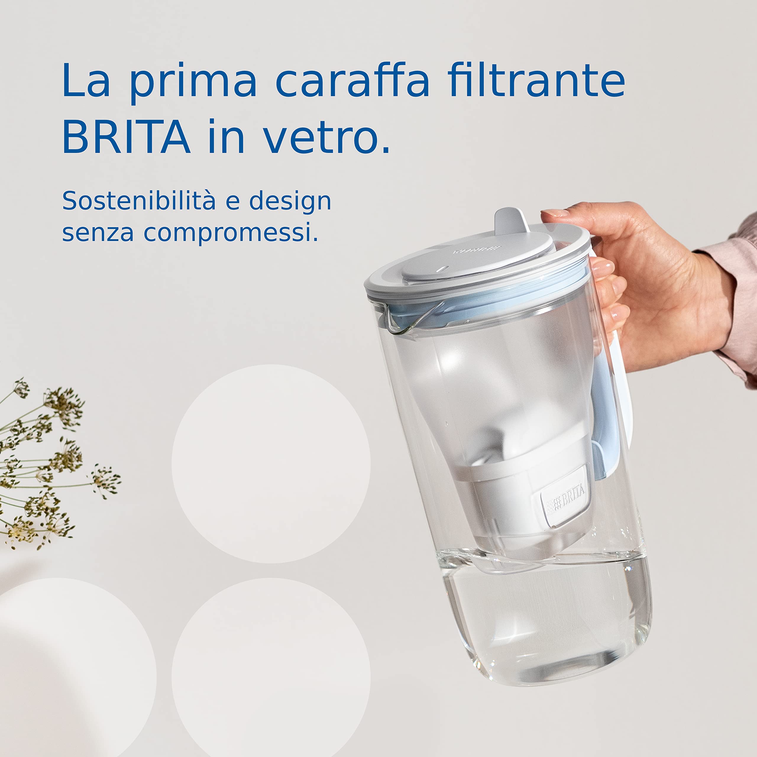 BRITA Glass Water Filter Jug Starter Pack-Light Blue (2.5L) incl. 3x MAXTRA PRO All-in-1 cartridge-Premium Glass Design jug with easy-filling Flip-Lid and Indicator- in sustainable Smart Box packaging