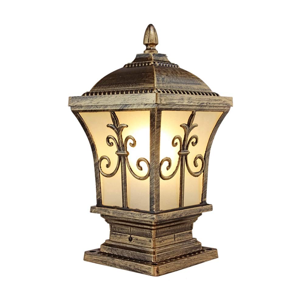 GJCQZQ Pathway Lights Rustic Waterproof Outdoor Cap Light Oil Rubbed Bronze Pillar Lamp Vintage External Glass LED Post Lighting Dusk Lighting Villas Garden Porch Home Landscape Patio Fence Park Pathw