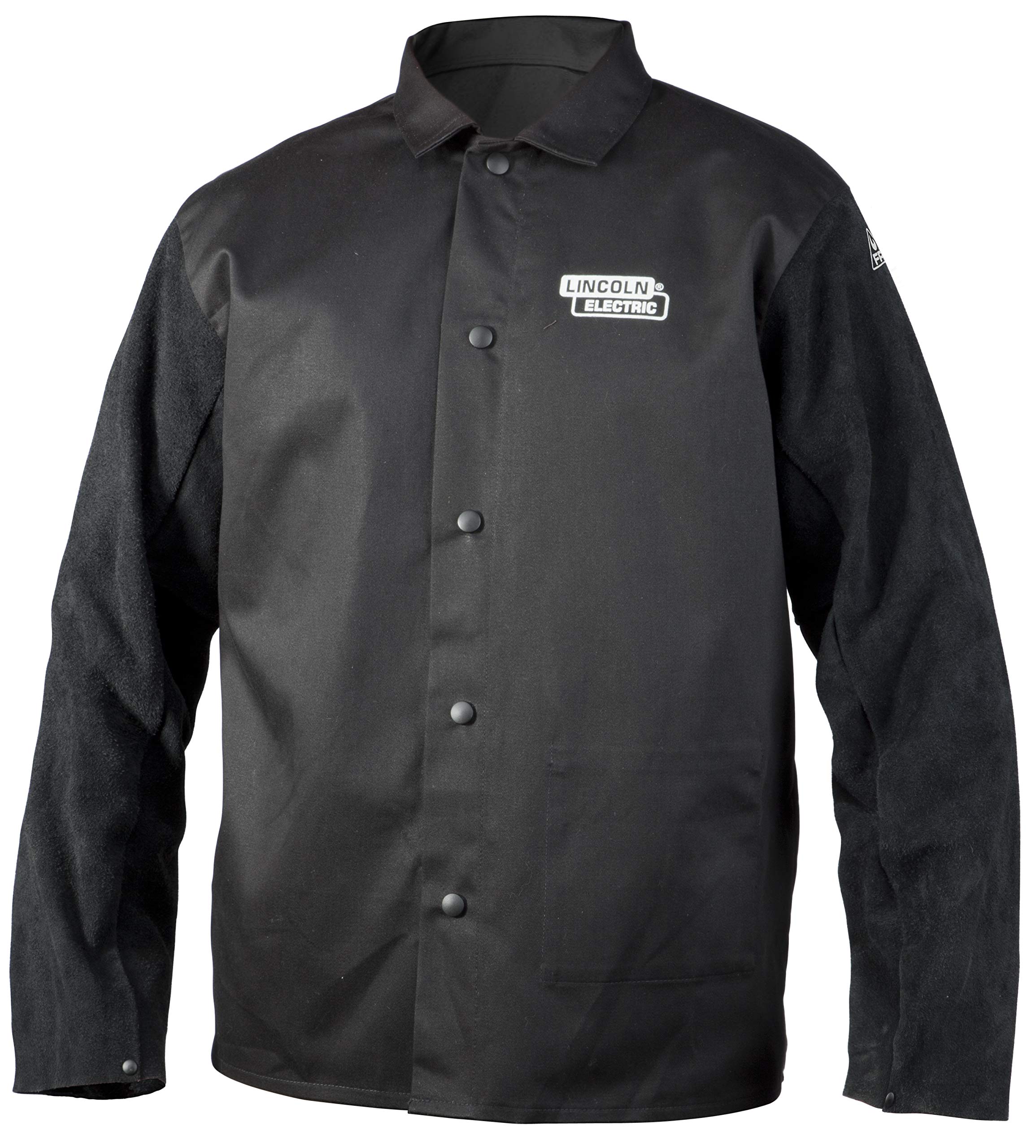Lincoln Electric unisex adult Traditional Split Leather Sleeved Welding Jacket, Black, Medium US