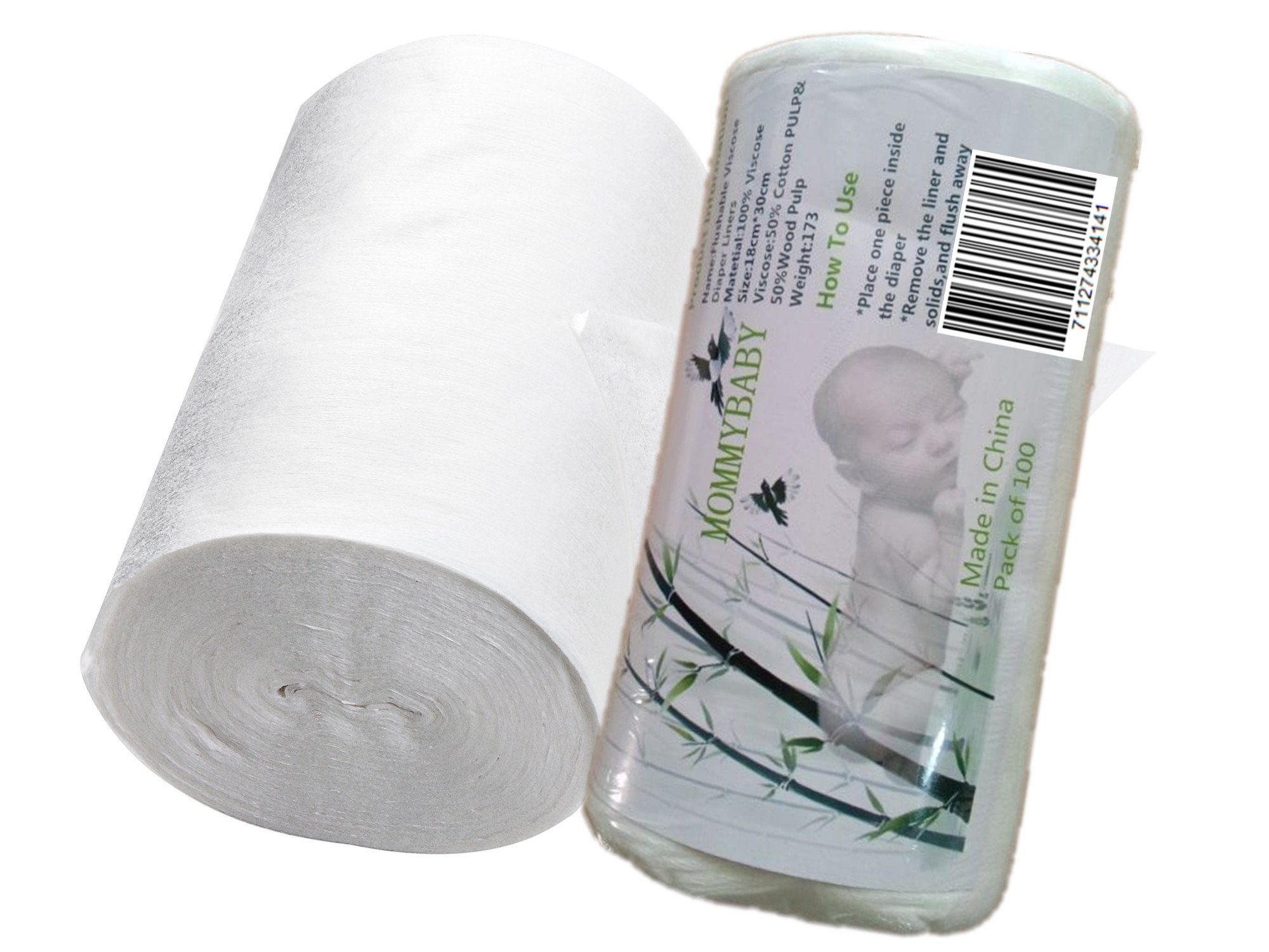 Lilbit 2 Rolls Baby Biodegradable Flushable Viscose Nappy Liners 100 Sheets Per Roll for Cloth Diaper