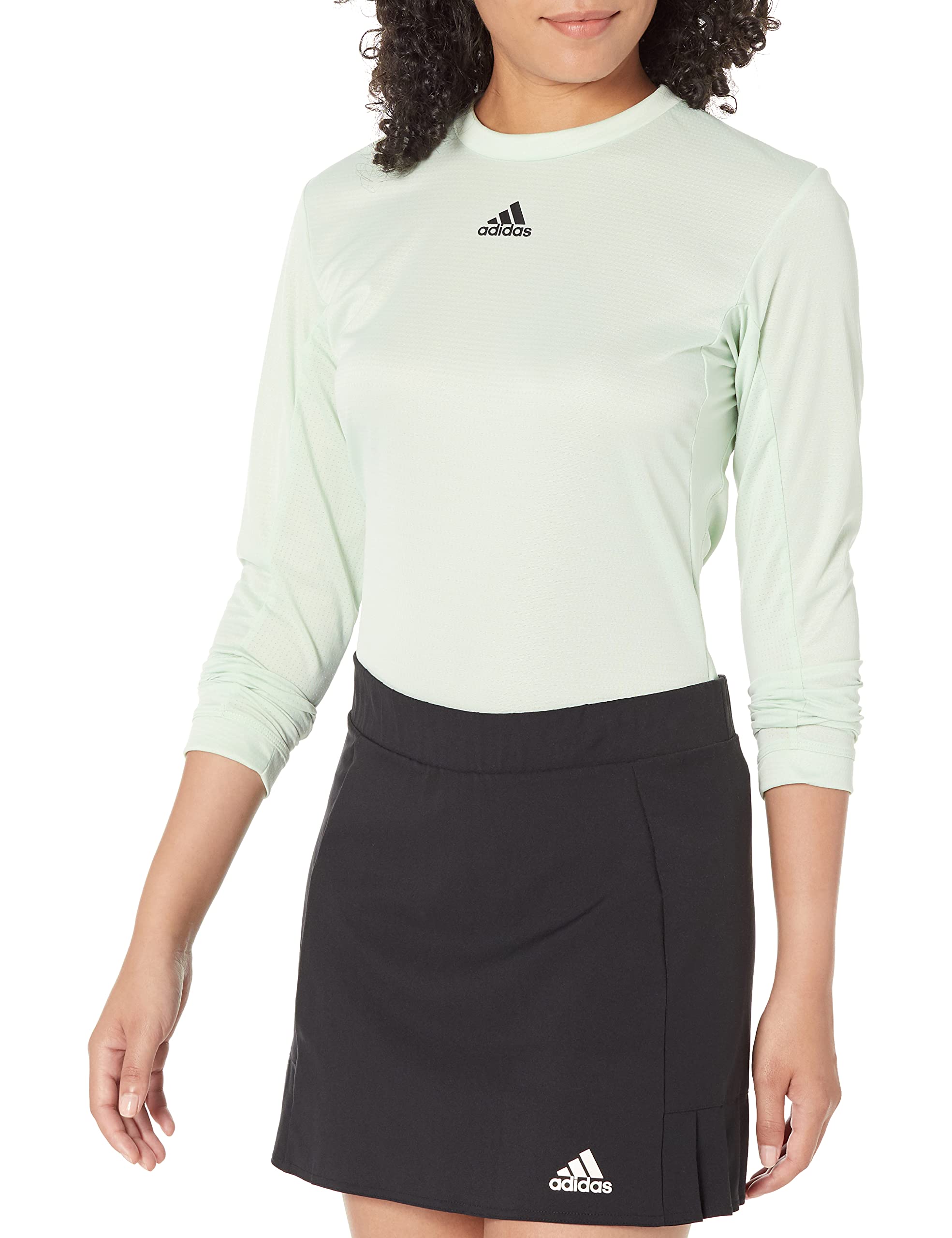 adidas Women's Tennis Freelift Long Sleeve Tee, Linen Green, Large