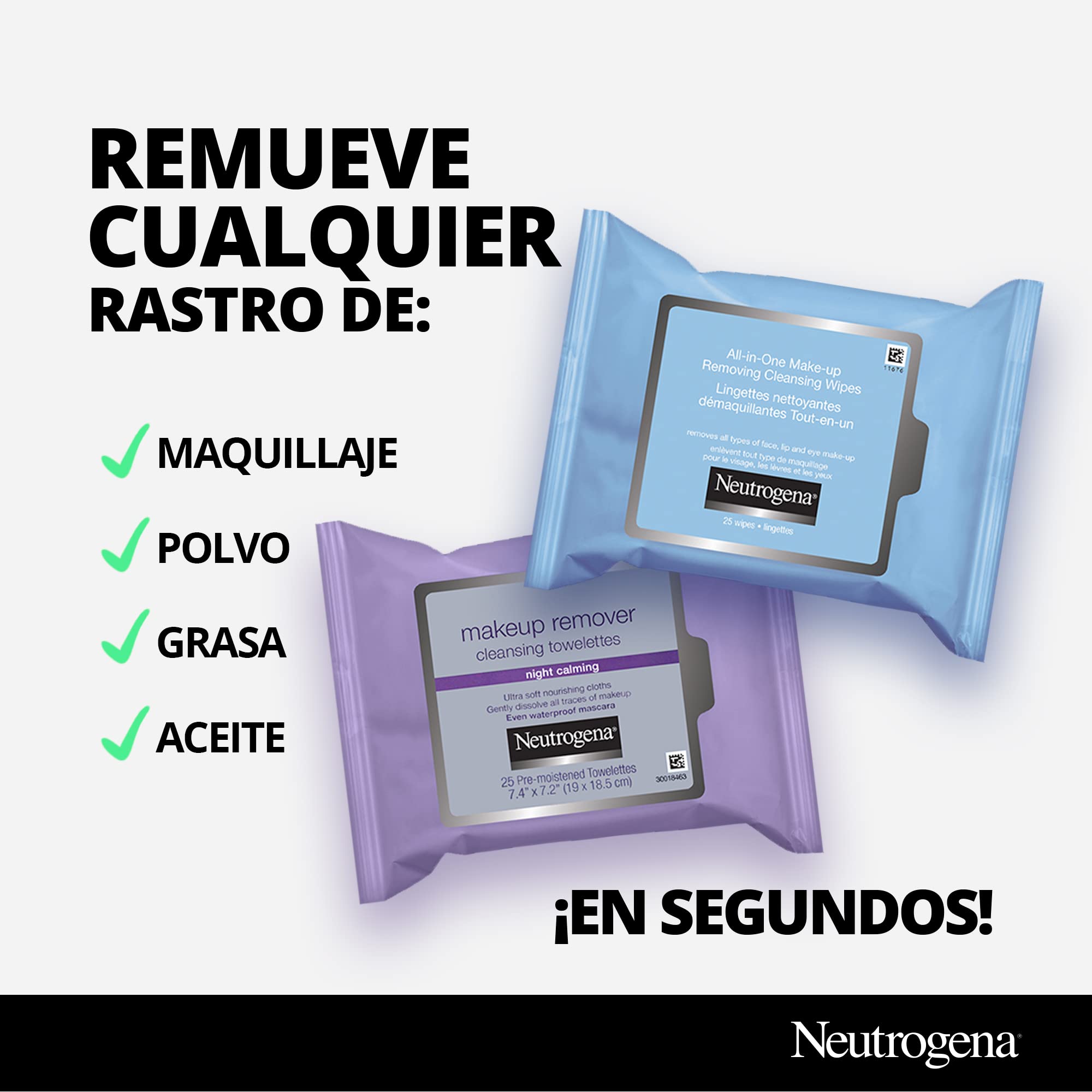 Neutrogena Makeup Remover Facial Cleansing Towelettes, Daily Face Wipes to Remove Dirt, Oil, Makeup & Waterproof Mascara, Gentle, Alcohol-Free, 25 ct