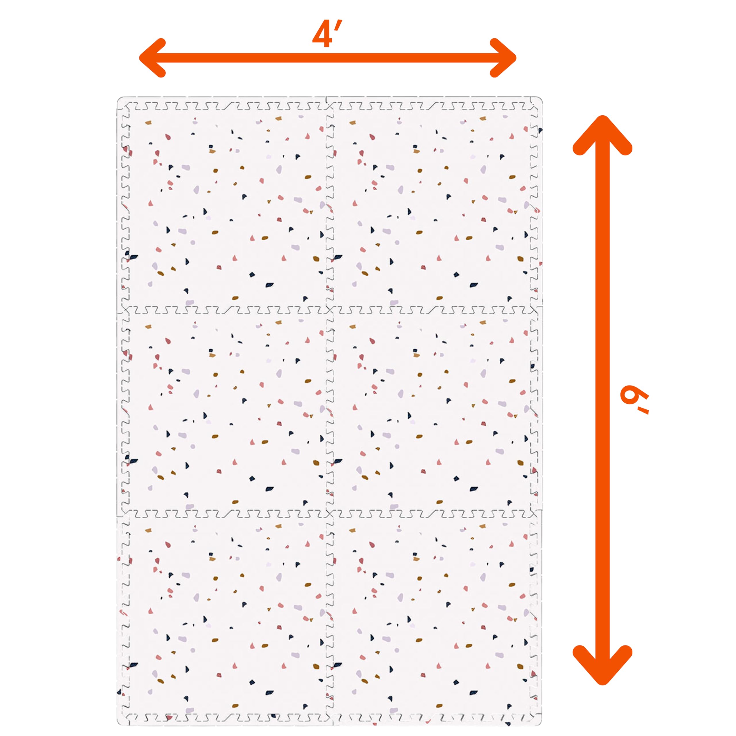 Baby Foam Play Mat 4'x6' (Pink Multi Terrazzo) Non Toxic, Foam, BPA Free, No Odor, Water Resistant, can be Combined to Make Larger