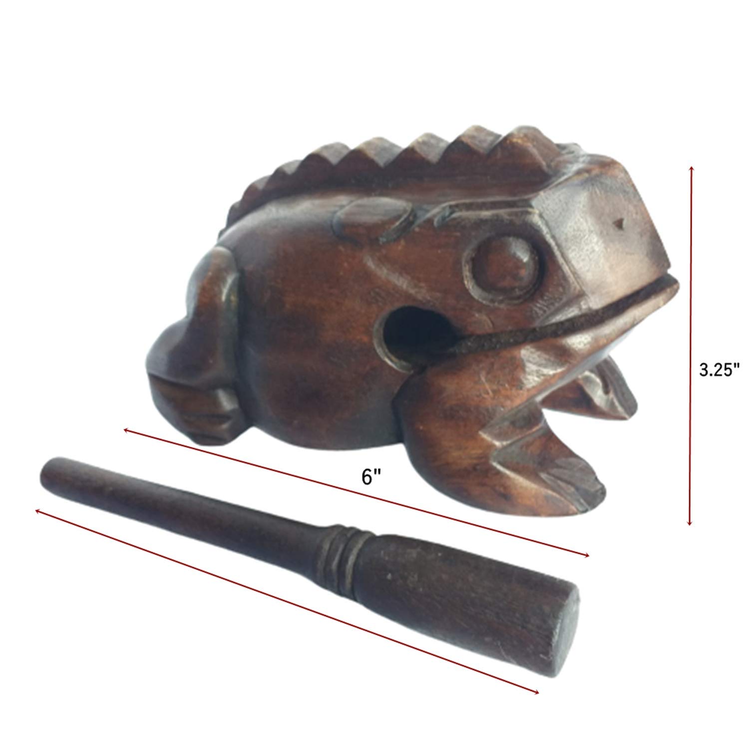 Cozinest Medium 6" Wood Frog Guiro Rasp Percussion Musical Instrument Tone Block Wooden Handcraft Percussion Instruments Products From Thailand Lucky Frog for Home Office Decor (Brown)