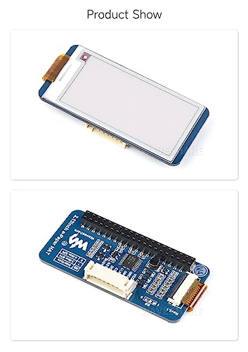 waveshare 2.13inch E-Ink Display HAT Compatible with Compatible with Raspberry Pi 5/4B/3B/Zero/Zero W/Zero 2W/Pico/Pico W/Pico WH, 212x104 Resolution Three-Color SPI Interface