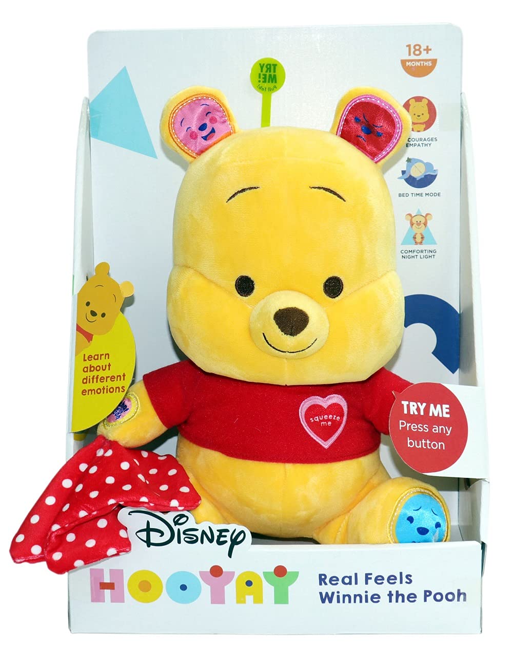 Disney Hooyay Real Feels Interactive Winnie The Pooh Plush Early Learning Toy Teaches Toddlers About Emotion with Night Lite Mode for 18 Months and Up