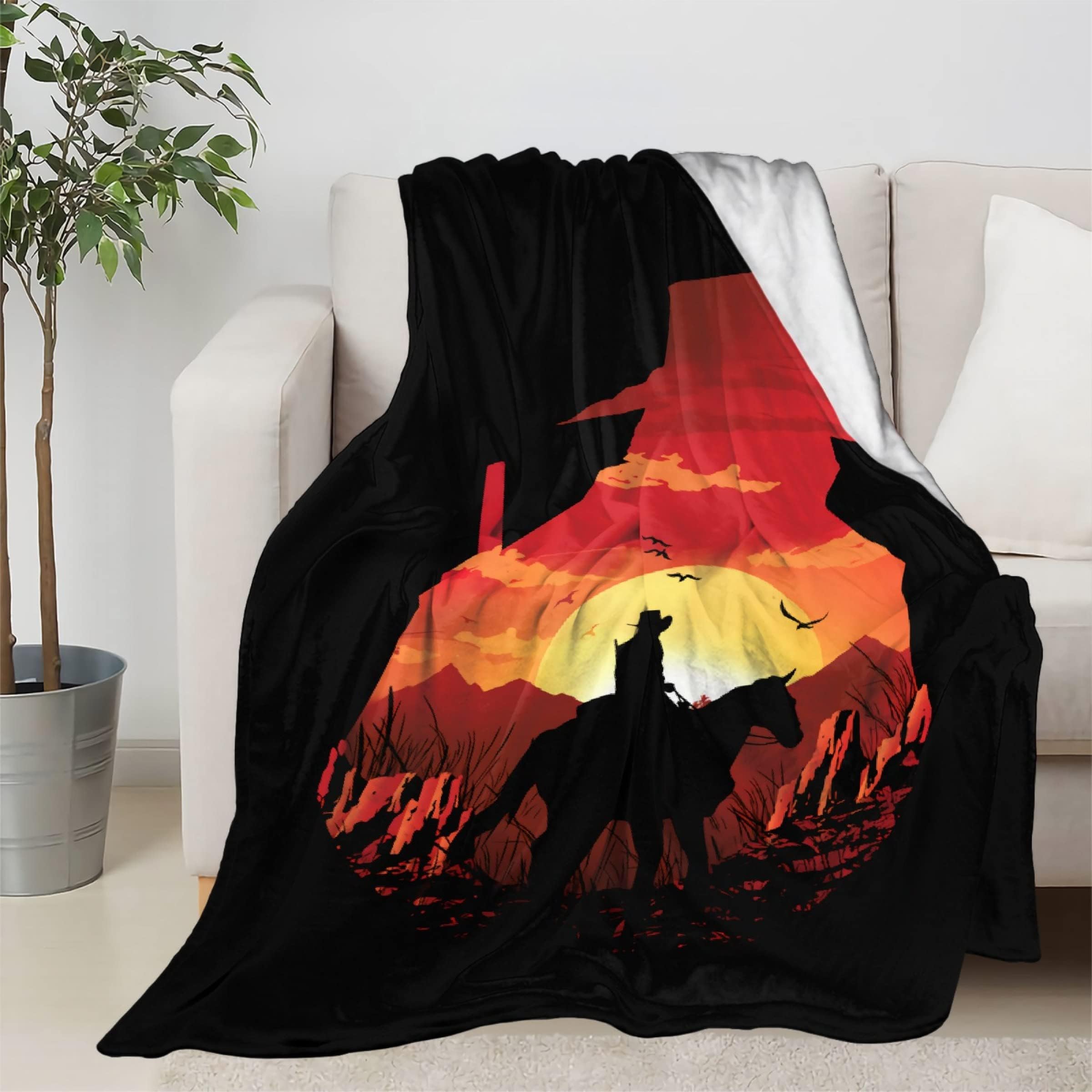 BEINECKE Dead Redemption 2 Blanket Super Soft Cozy Warm Fleece Throw Blanket Fluffy Plush Lightweight Bedding Quilts for All Season Bed Sofa Couch 60"x50" Medium for Boys Girls