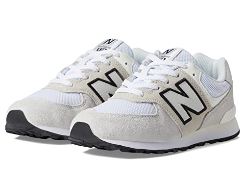 New Balance Boy's Kids 574 V1 70s Racing Lace-up Sneaker, Nimbus Cloud/Sea Salt/Black, 4 Big