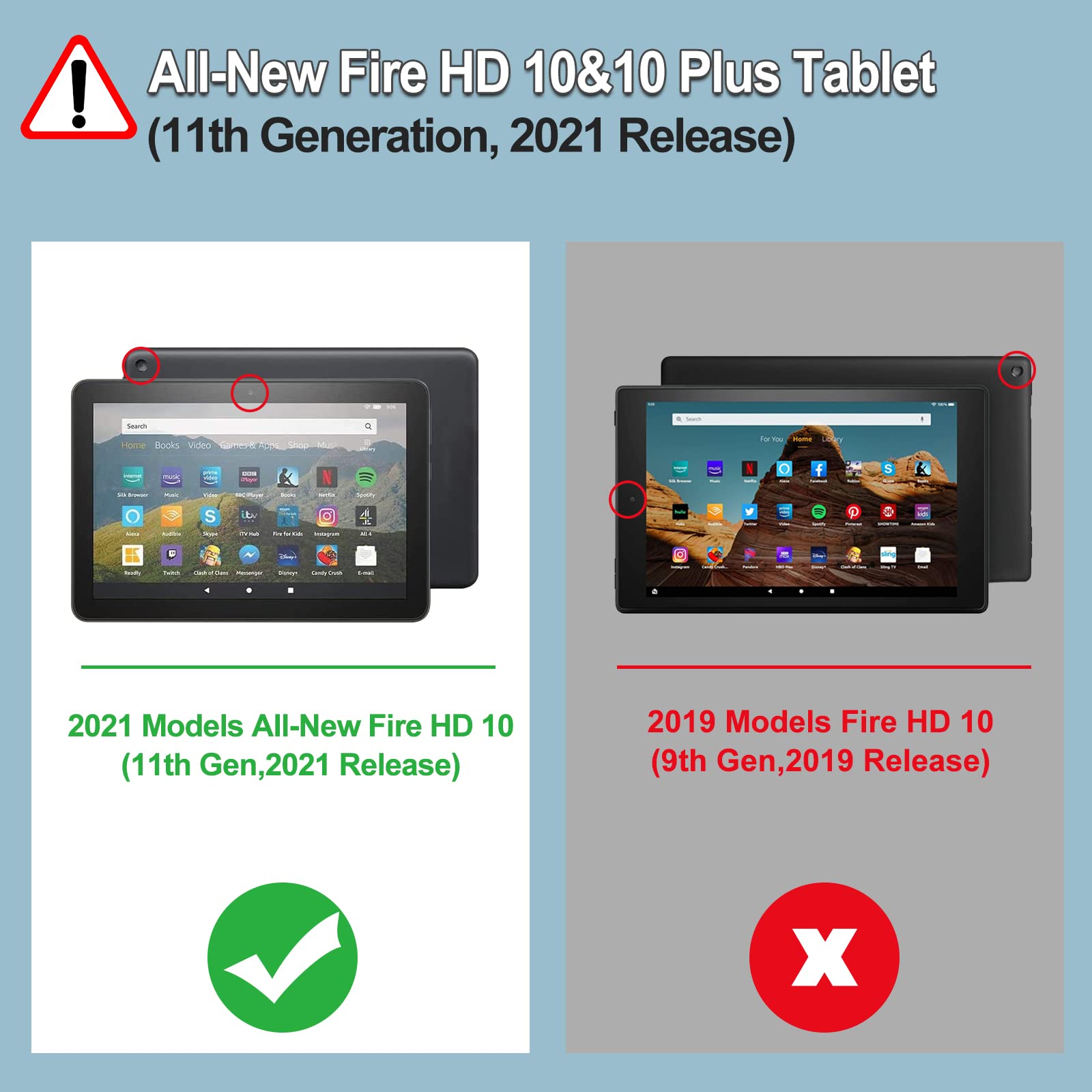 All-New Kindle Fire HD 10 Tablet Case, Fire HD 10 Plus Tablet Case (11th Generation, 2021 Release) - Ultra Light Slim Fit Protective Cover with Auto Wake/Sleep Black