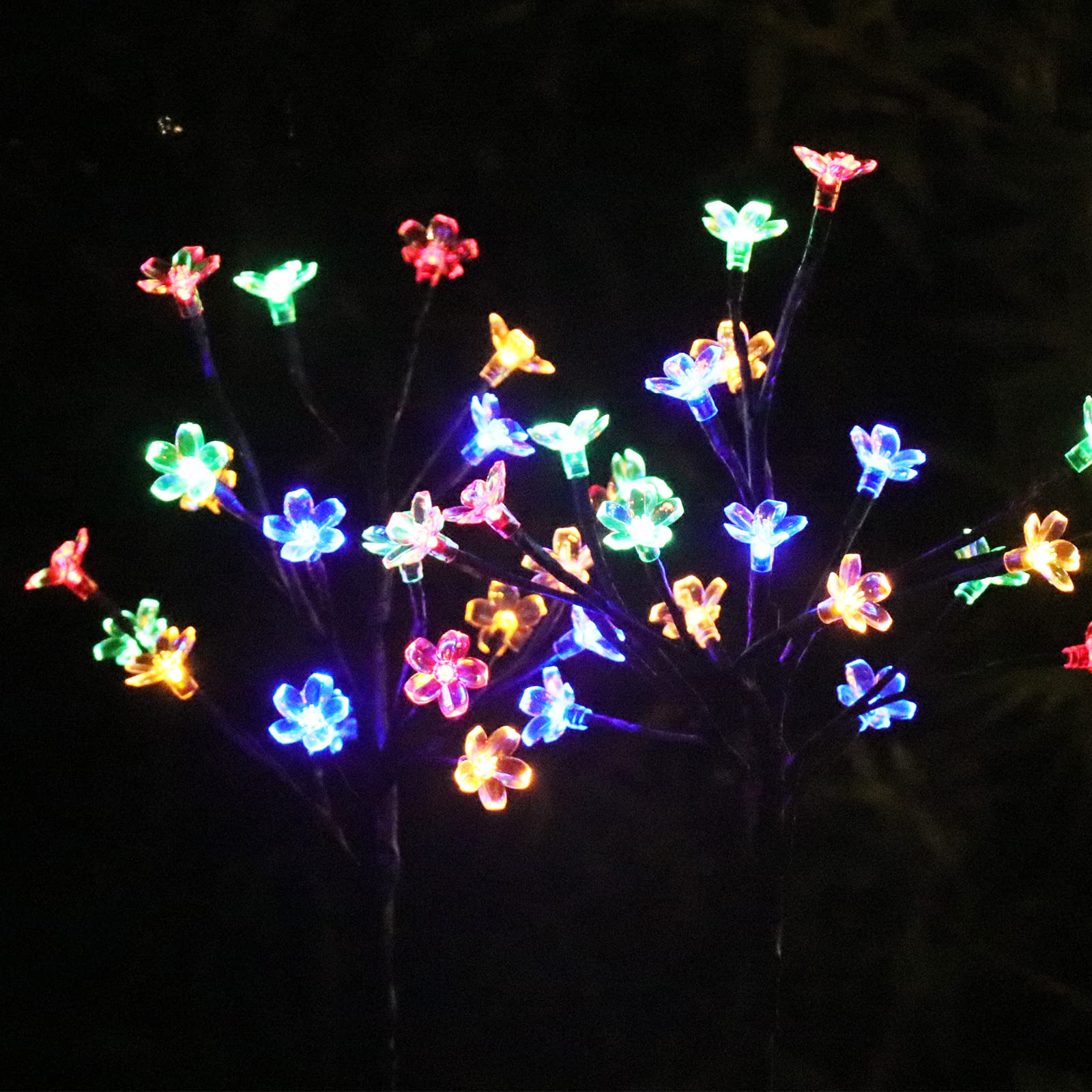 Solar Garden Tree Lights Outdoor Decoration - 2 Pack Solar Flower Lights with 40 Cute Fairy Christmas Leds ,Rechargeable Solar Powered Landscape Decorative Lights for Yard, Lawn, Walkway, Home Decor