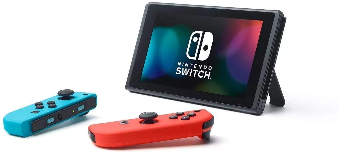 New Switch Deluxe Game Bundle For Holiday: Nintendo Switch with Neon Blue and Neon Red Joy-Con - 6.2" Touchscreen LCD Display + Mario and Rabbids Kingdom Battle Game, and T.F. Card