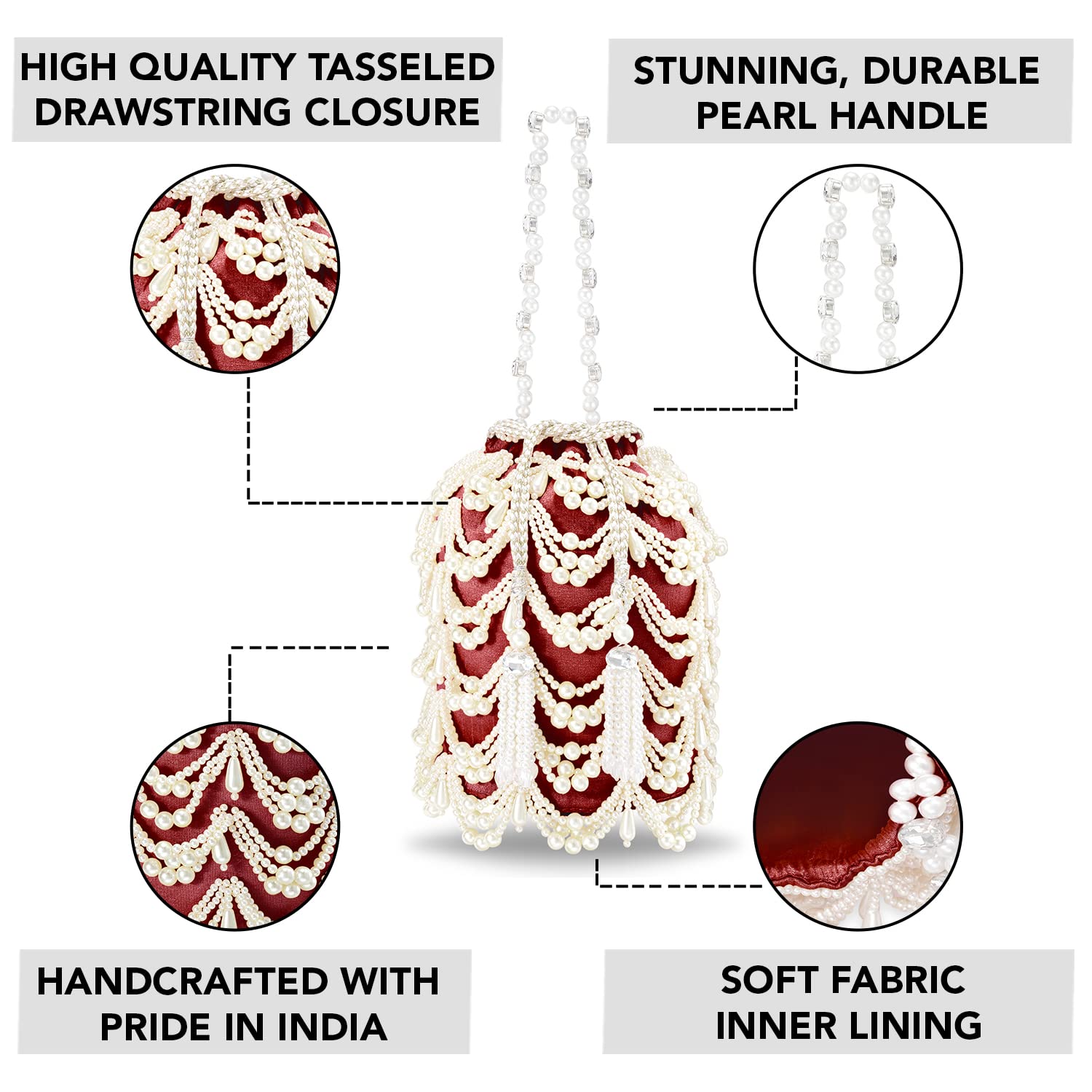 Aheli Indian Potli Bags Gift for Women Evening Bag Clutch Ethnic Bride Purse with Drawstring