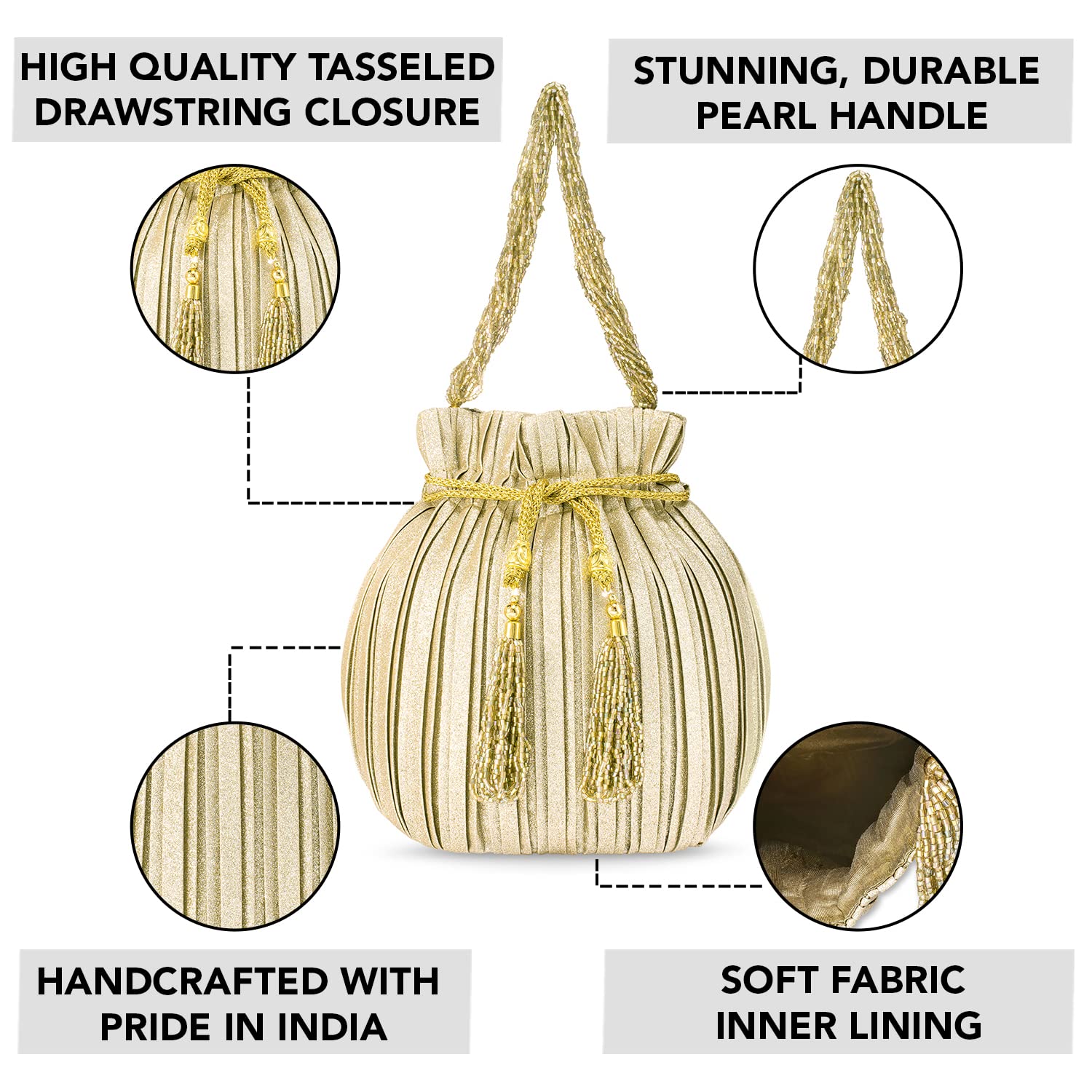 Aheli Indian Potli Bags Gift for Women Evening Bag Clutch Ethnic Bride Purse with Drawstring Copper