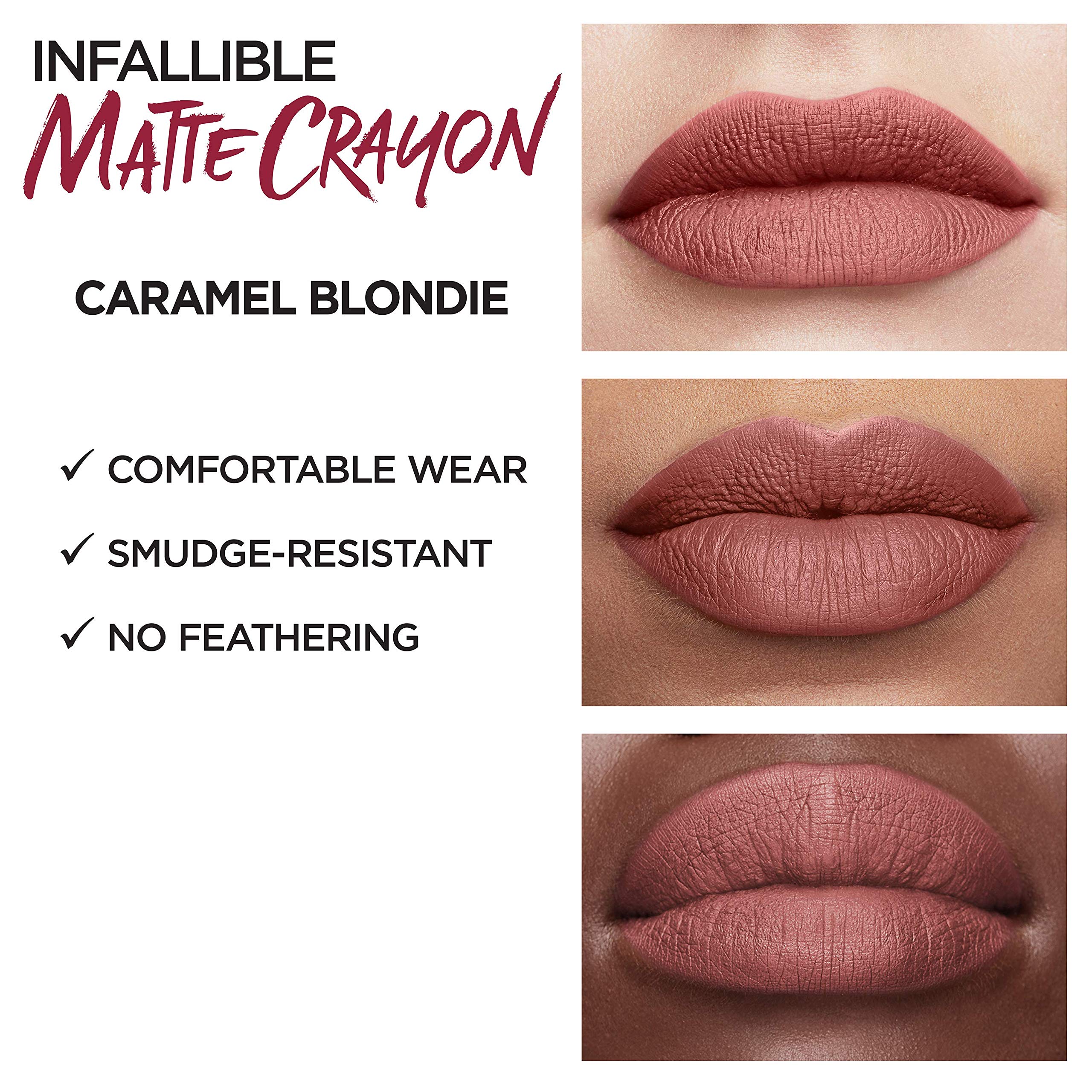 L'Oreal Paris Infallible Matte Lip Crayon, Caramel Blonde (Packaging May Vary)