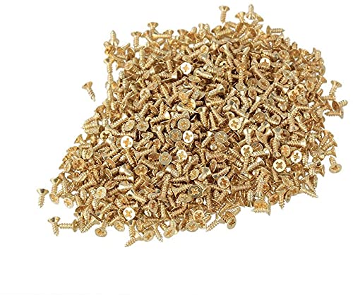Small Household Screw, Linwood Phillips Flat Head Wood Screw [DIY Screw] for Kitchen/Office Decoration, Boxes/Pictures Decorative Accessories, ＃3 Screw, 200pcs (2×6mm/0.07×0.23in, Gold)
