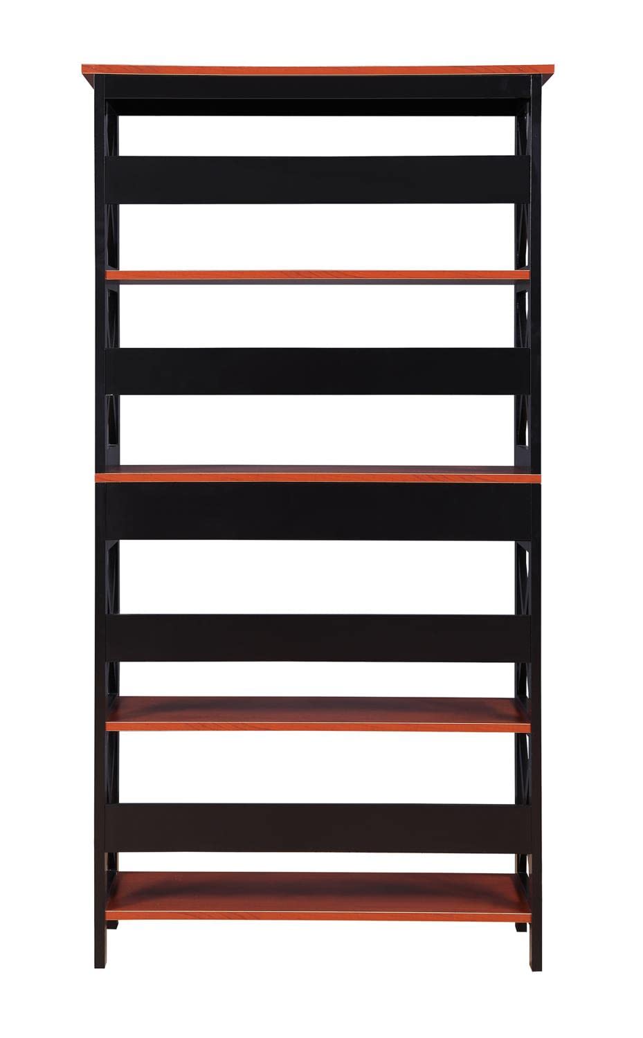 Convenience Concepts Oxford 5 Tier Bookcase with Drawer, Cherry / Black