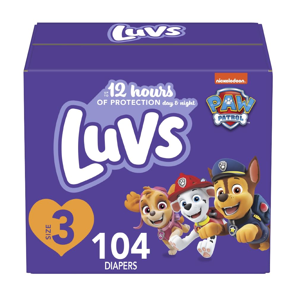 Luvs Size 3 Baby Diapers, Platinum Protection Bluey Diapers for Day & Night, Size 3, 104 Count (Packaging May Vary)