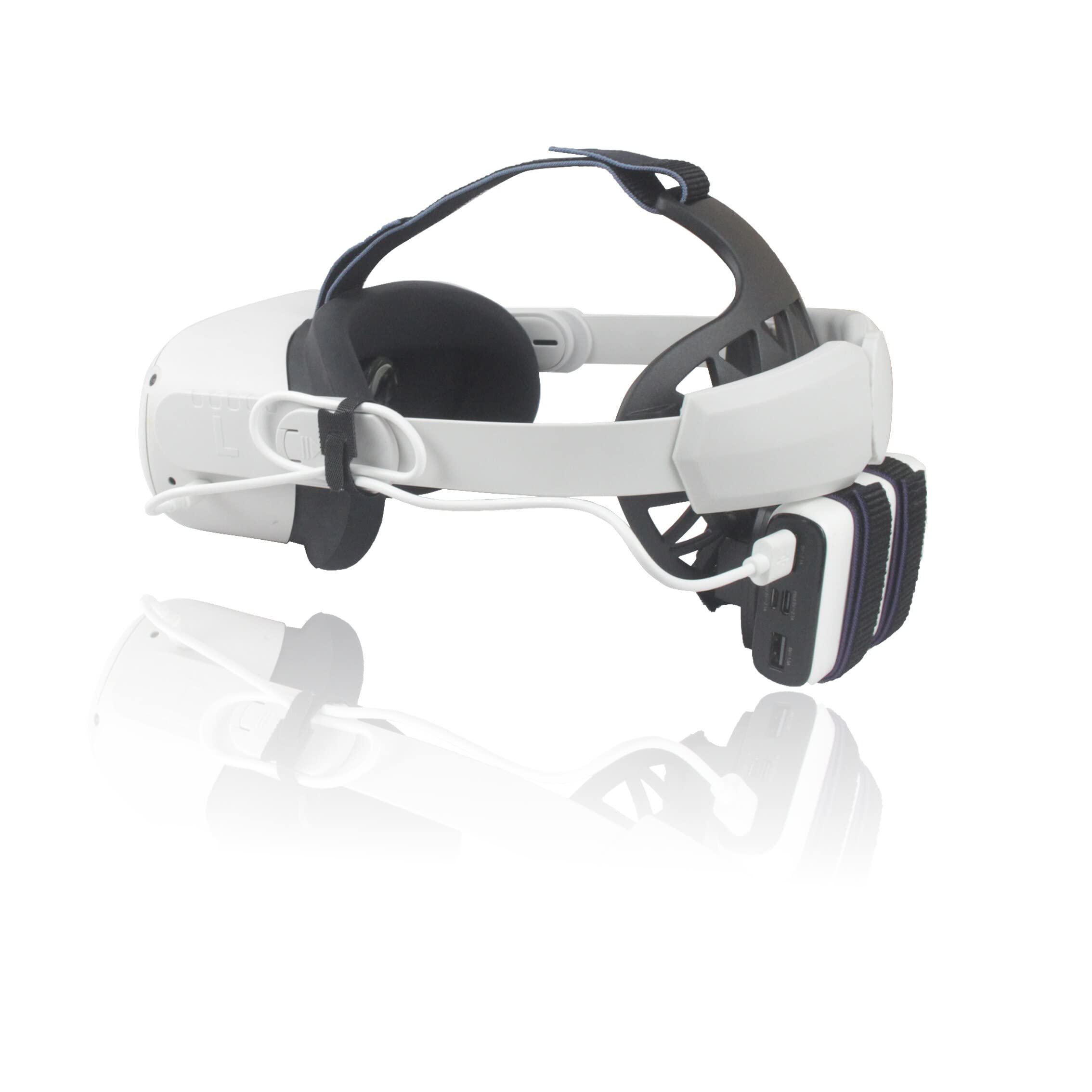 Adjustable Head Strap for Quest 2 VR Glasses Gaming Helmet Headband Reduced Pressure with Power Bank Straps Long-Lasting Battery Life