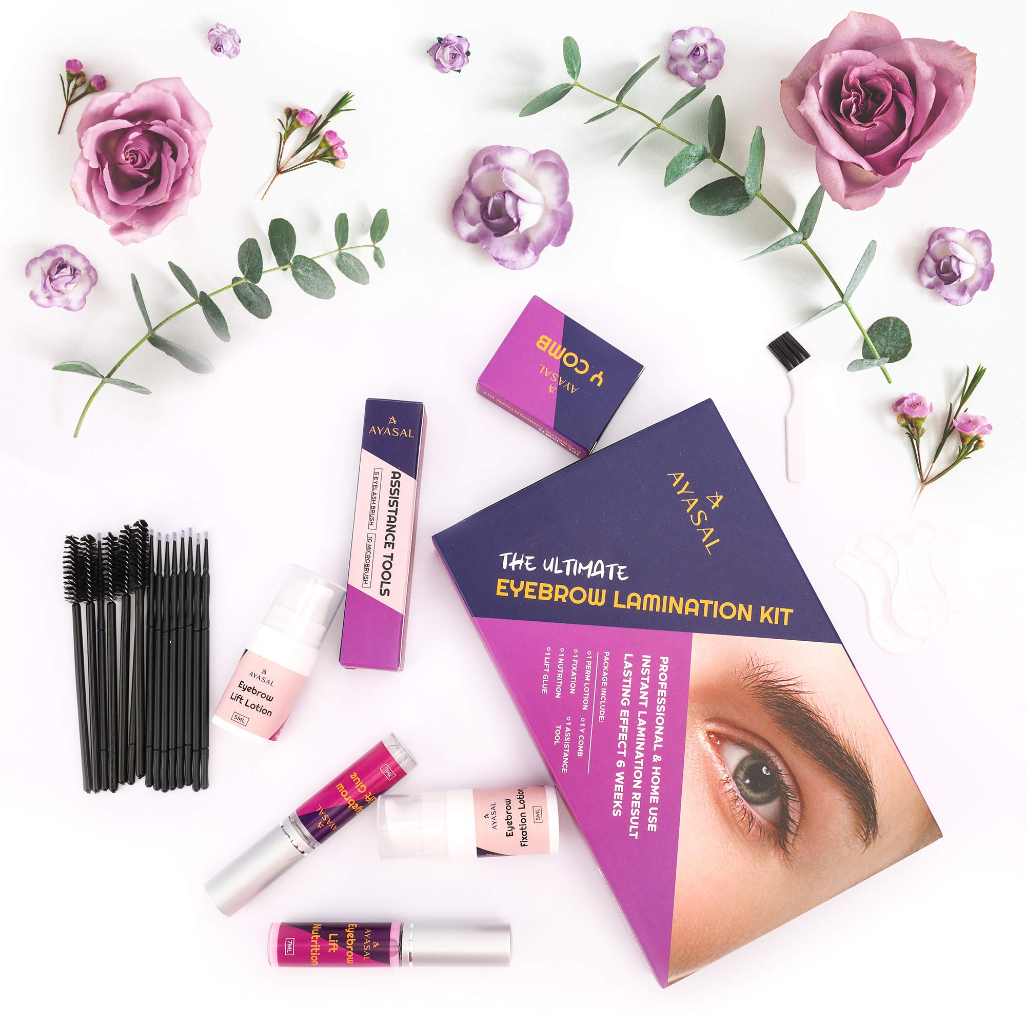 AYASAL Eyebrow Lamination Kit, At-Home Brow Lamination Kit Professional Results, DIY Eyebrow Lift Kit, Eye Brow Lamination Kit for Instant Brow Lamination, Fuller, Thicker Brows for 6 weeks