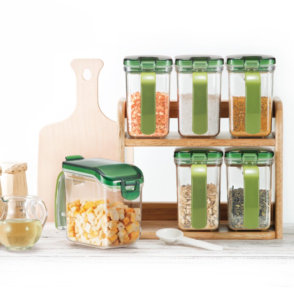 Lock & Lock Slim Dryfood / Seasoning Canister Case Organizer 15 Oz 6pcs Set