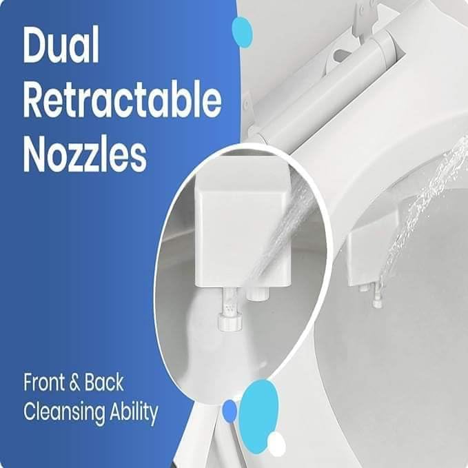 BIDETØASIS Bidet Double-Nozzle Non-Electric Bidet for Toilet, with Front and Rear Washing Functions as Well as a self-Cleaning Mechanism. Adjustable Water Pressure. Easy to Install. (Black)