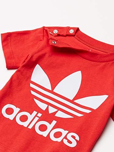 adidas Originals Men's 3 Stripes Cropped Long Sleeve T-Shirt, Lush Red/White, 18M