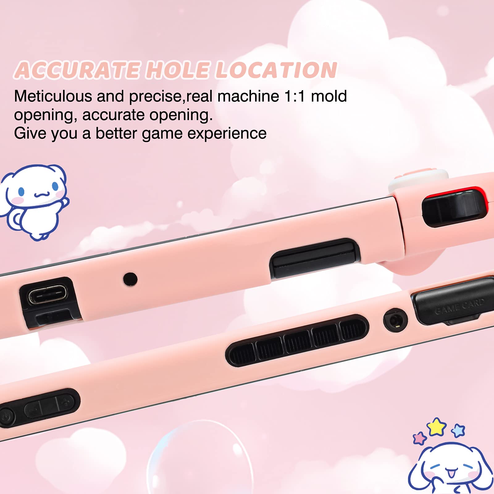 DLseego Dockable Protective Case for Switch, Newest Pattern Cover with Anti-Scratch and Shock-Absorption Design Hard Cover with 2 pcs Thumb Grips – Pink Sleepy Rabbit