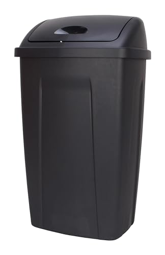 AYOYZ 13 Gallon Trash Can, Plastic Swing Top Kitchen Garbage Trash Can, Black