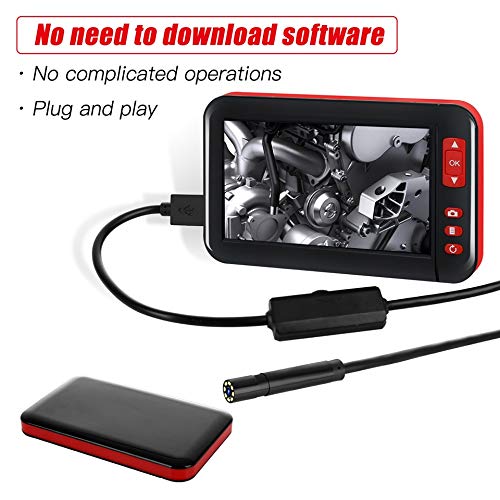 BHVXW 2M/5M/10M 8mm F200 Endoscope Camera 1080P with 4.3 Inch Screen Display 2000mAh 8 LED Light Inspection Borescope Camera (Size : 10M)