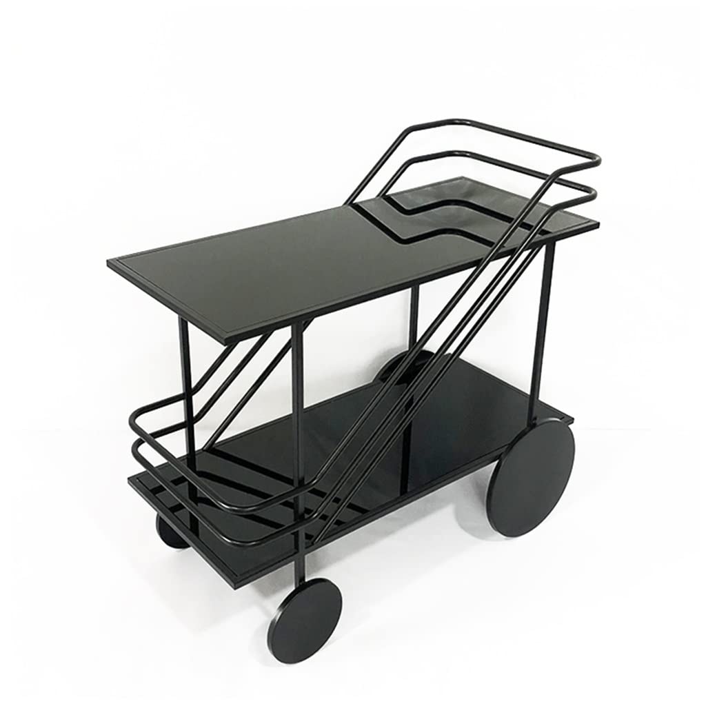 BHVXW Iron Dining Car Office Tea Cart Showroom Hotel Wine Station Home Dining Glass Shelf