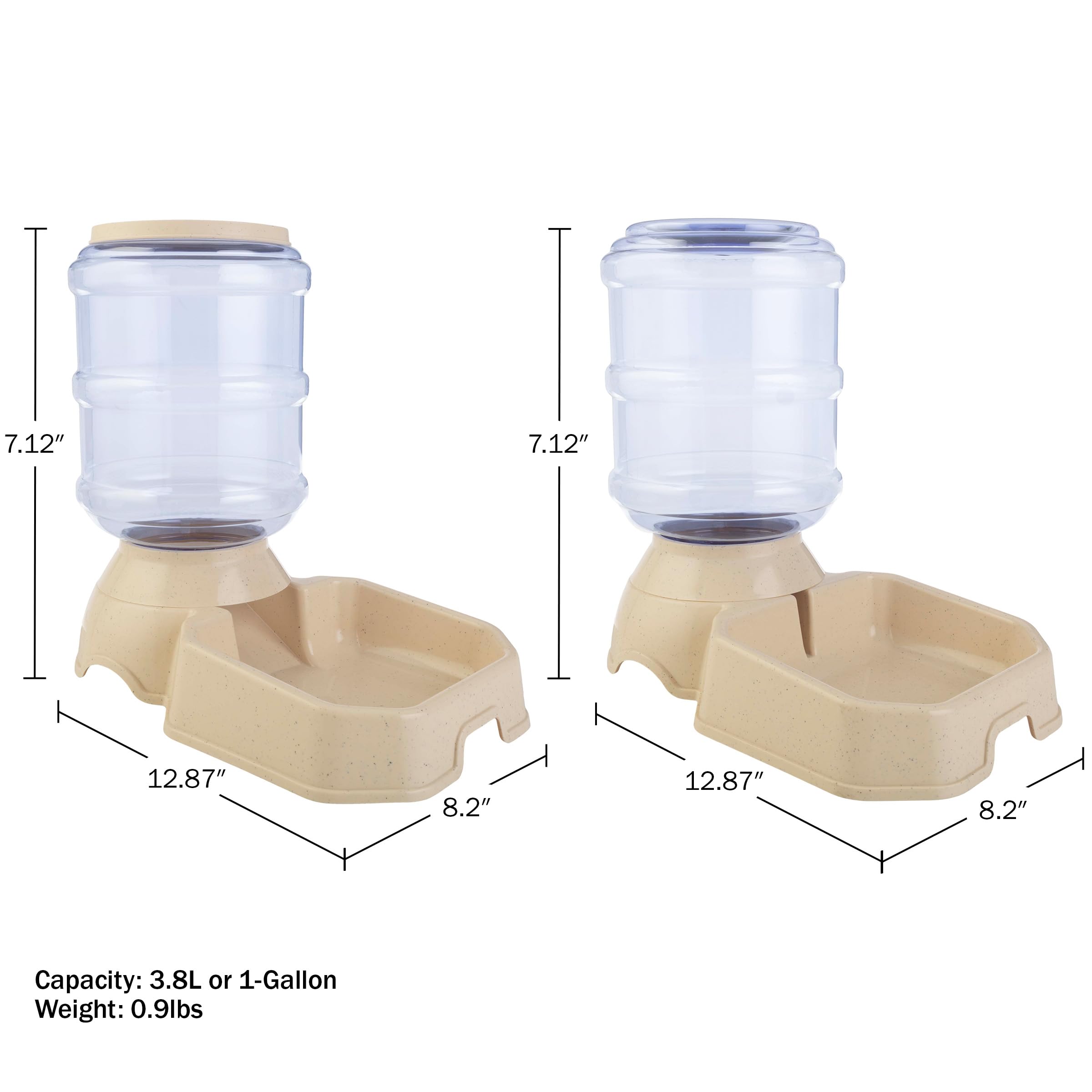 Automatic Cat Feeder and Water Dispenser - 2-Pack 3.8L/1G Dog Food and Water Bowl - Gravity Automatic Water Dispenser for Dogs and Cats by PETMAKER