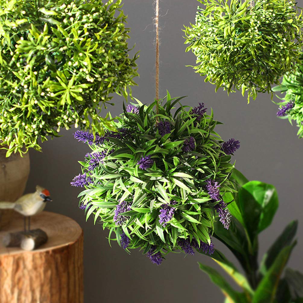 DOITOOL 2pcs Artificial Topiary Lavender Ball Fake Plant Topiary Ball Lavender Decorative Hanging Balls Round Ornaments Balls for Courtyard Garden Gate Balcony Wedding and Home Decoration 20cm