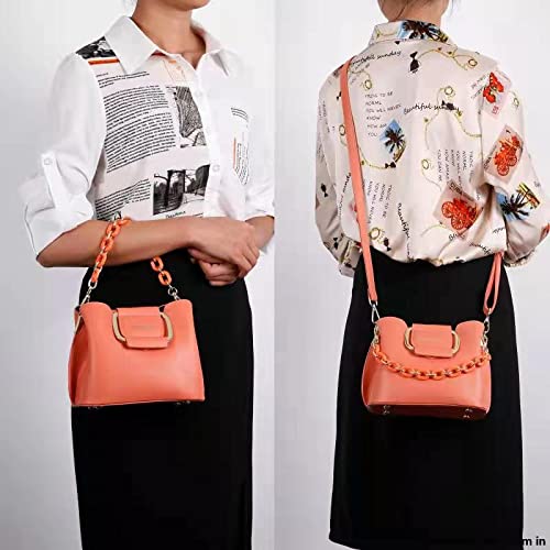 Qiayime women's Fashion shoulder handbags purses PU Leather Top Handle satchel Tote Crossbody Bag (Orange)