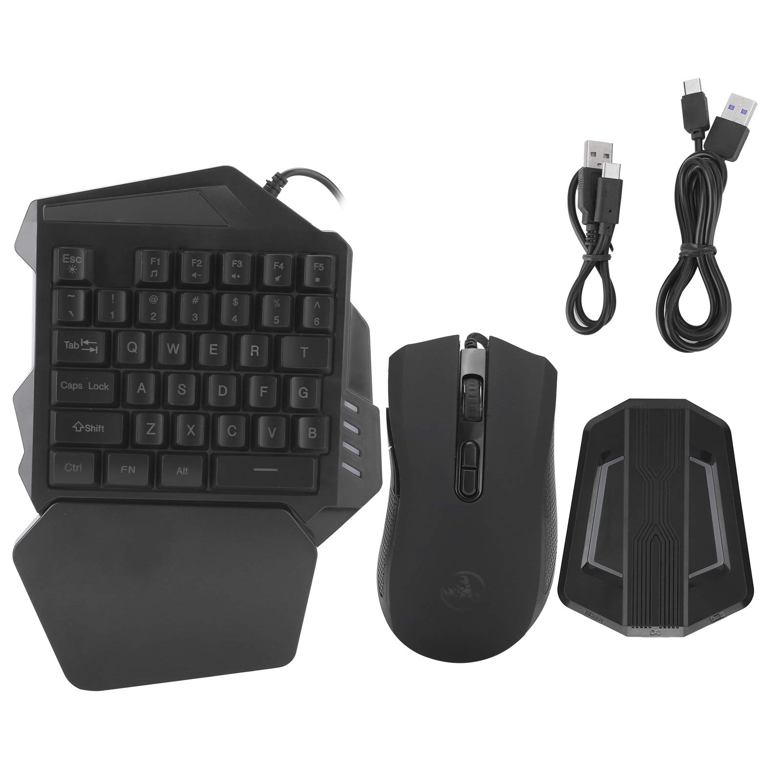 One-Handed RGB Gaming Keyboard and Combo with Converter, 3200 DPI Mouse, 35 Keys Gaming Keypad Adapter Base Kit Set for/X-One/for PS3/X-360/for Switch