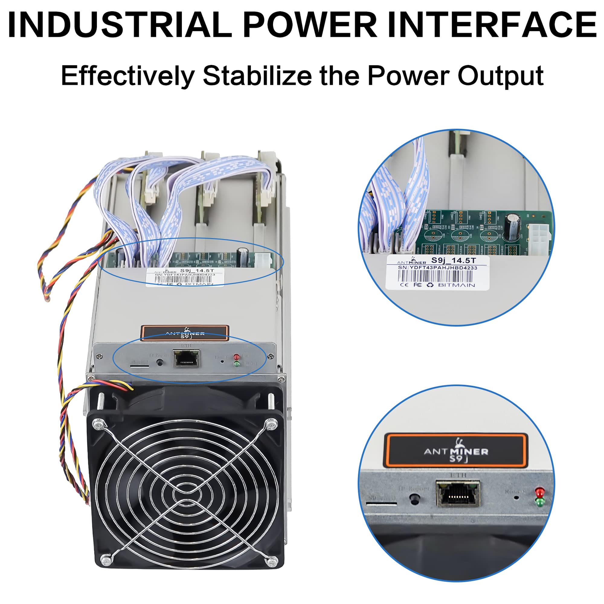 Antminer S9J 14.5TH/s Bitcoin Miner, S9J 14.5TH/s ASIC Bitcoin BTC Miner @.098 J/GH Bitcoin Mining Machine with Data Cable