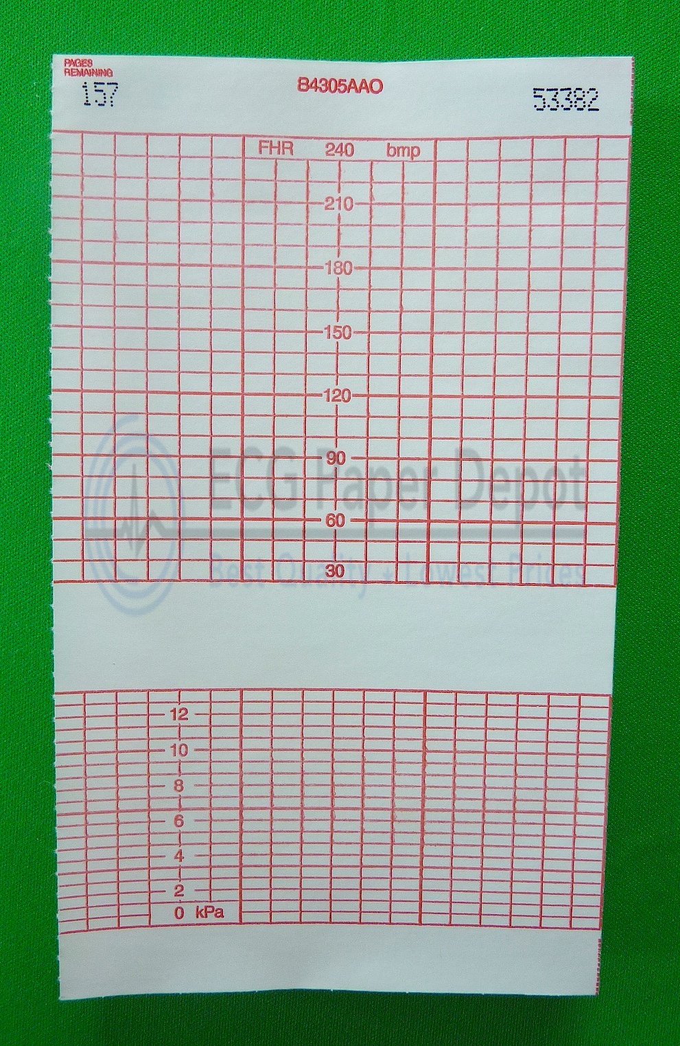 Corometrics Compatible B4305AAO Fetal Monitoring Recording Charts, 40 Packs Per Case, Z-Fold, Size 152mm x 47', Grid Color Red