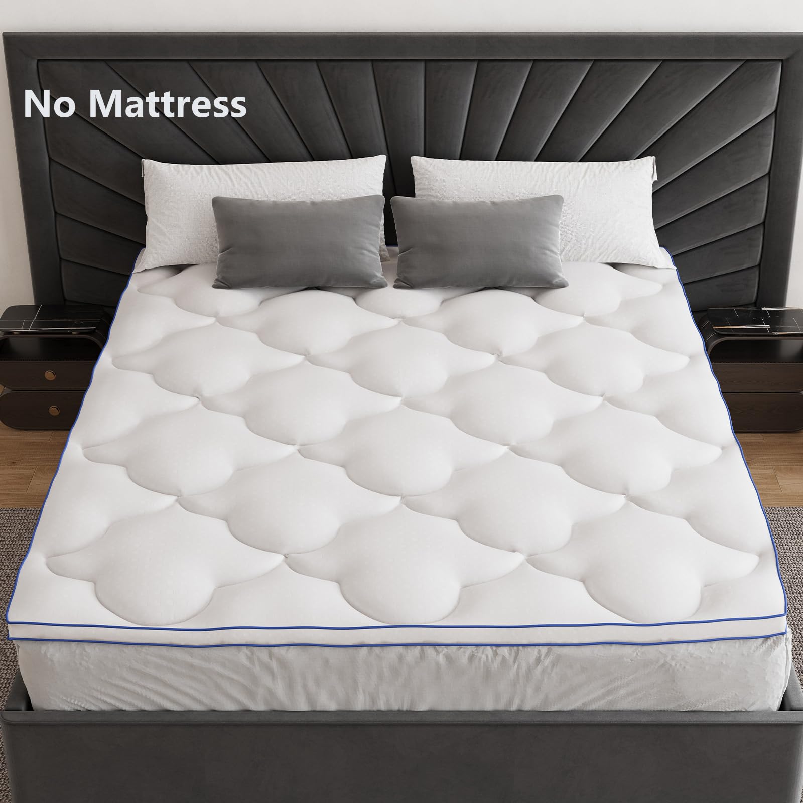 Belffin Pillow Top Mattress Topper Twin Size, Mattress Pad Cover with 8-21 Inch Deep Pocket, Bed Mattress Protector for Back Pain Relief, Soft Breathable Overfilled Down Alternative Filling, White