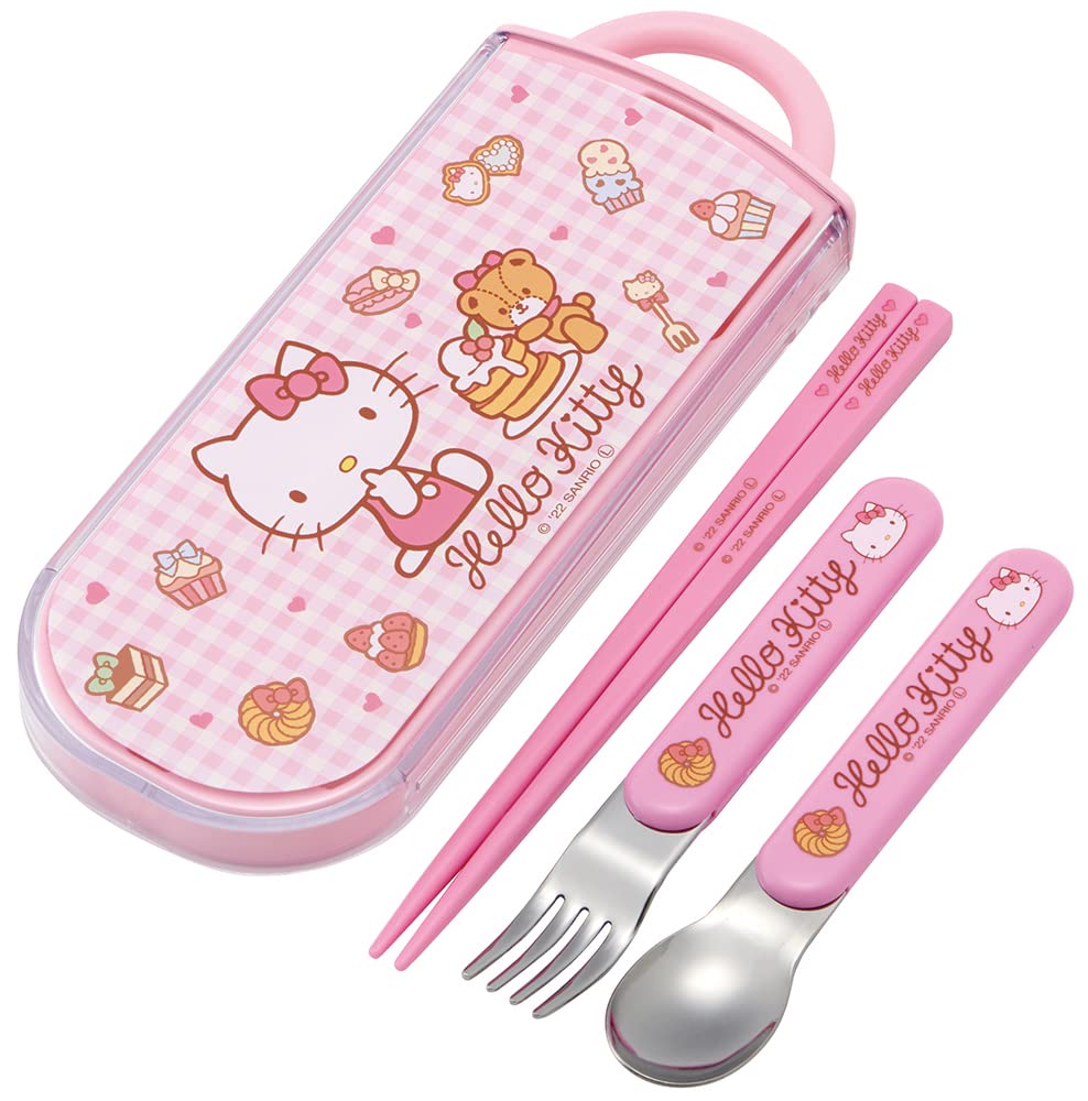 Hello Kitty Utensil Set - Includes Reusable Fork, Spoon, Chopsticks and Carrying Case - Authentic Japanese Design - Durable, Dishwasher Safe- Sweet