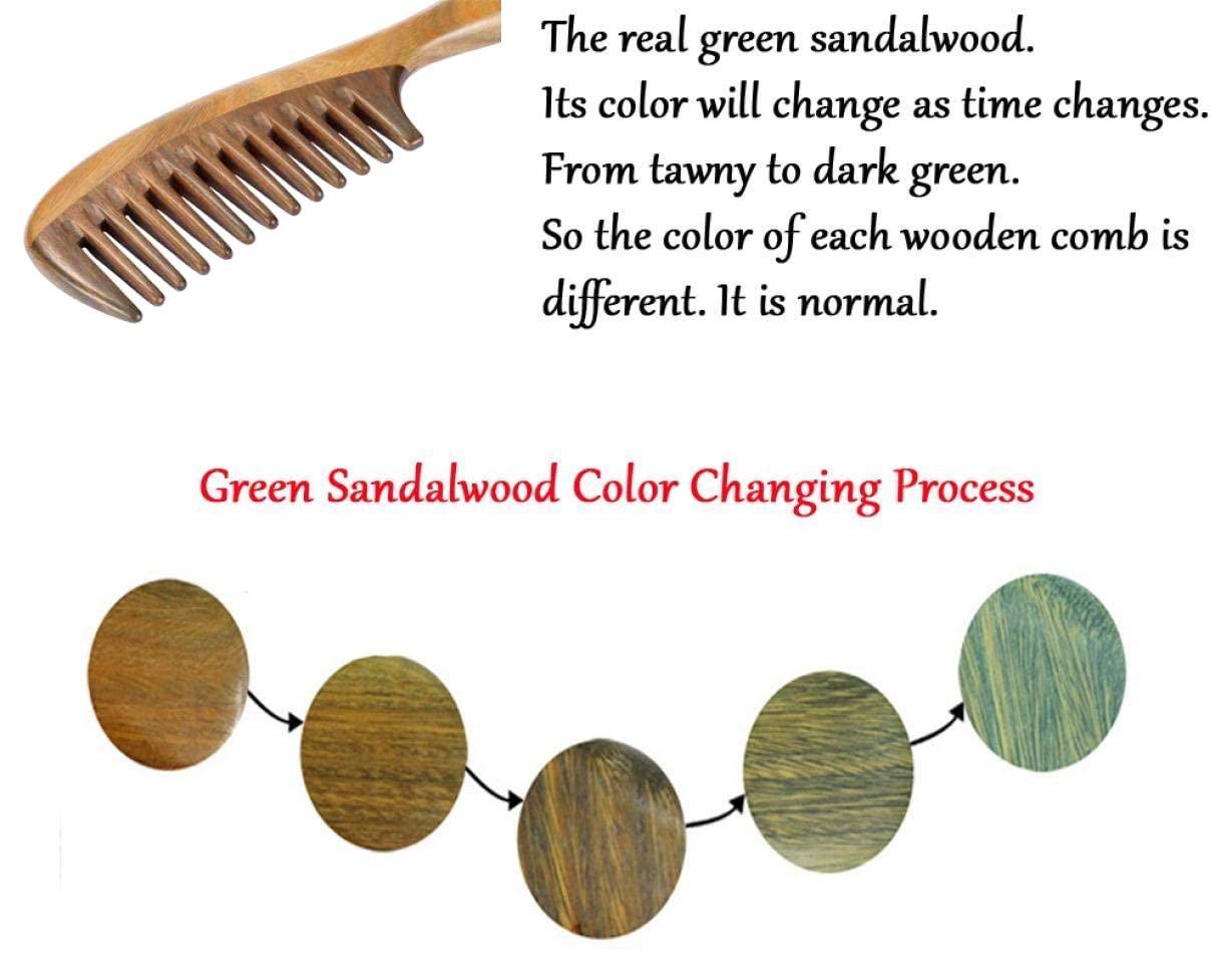 Louise Maelys Hair Comb Wooden Wide Tooth Combs for Curly Hair Detangling Sandalwood