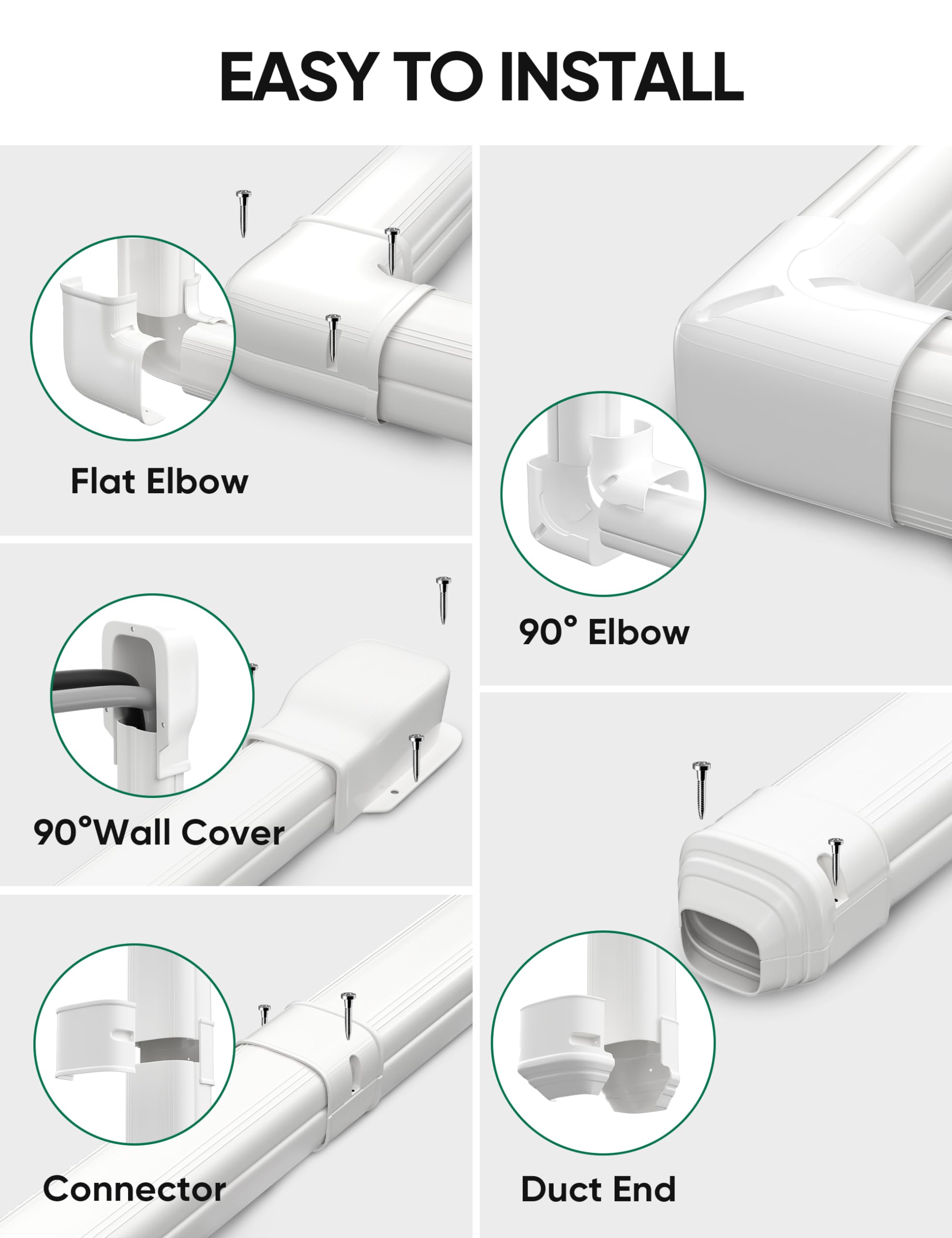 Plusluck 4" 14Ft Mini Split Line Set Cover Kit PVC Decorative Pump Covers AC Line Cover for Outside Units Air Conditioners & Heat Pump