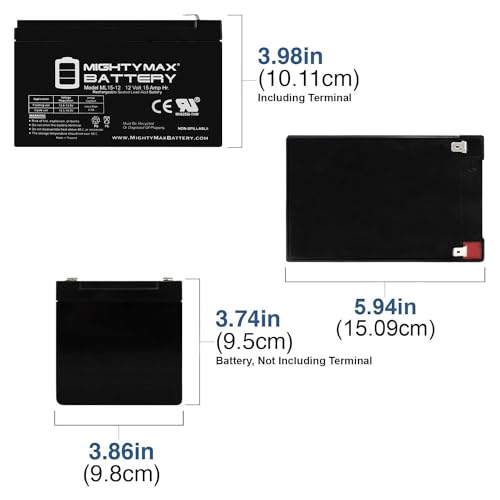 Mighty Max Battery ML15-12 12V 15Ah F2 SLA Replaces FP12120 WP10-12 00801-1460 TR12-12