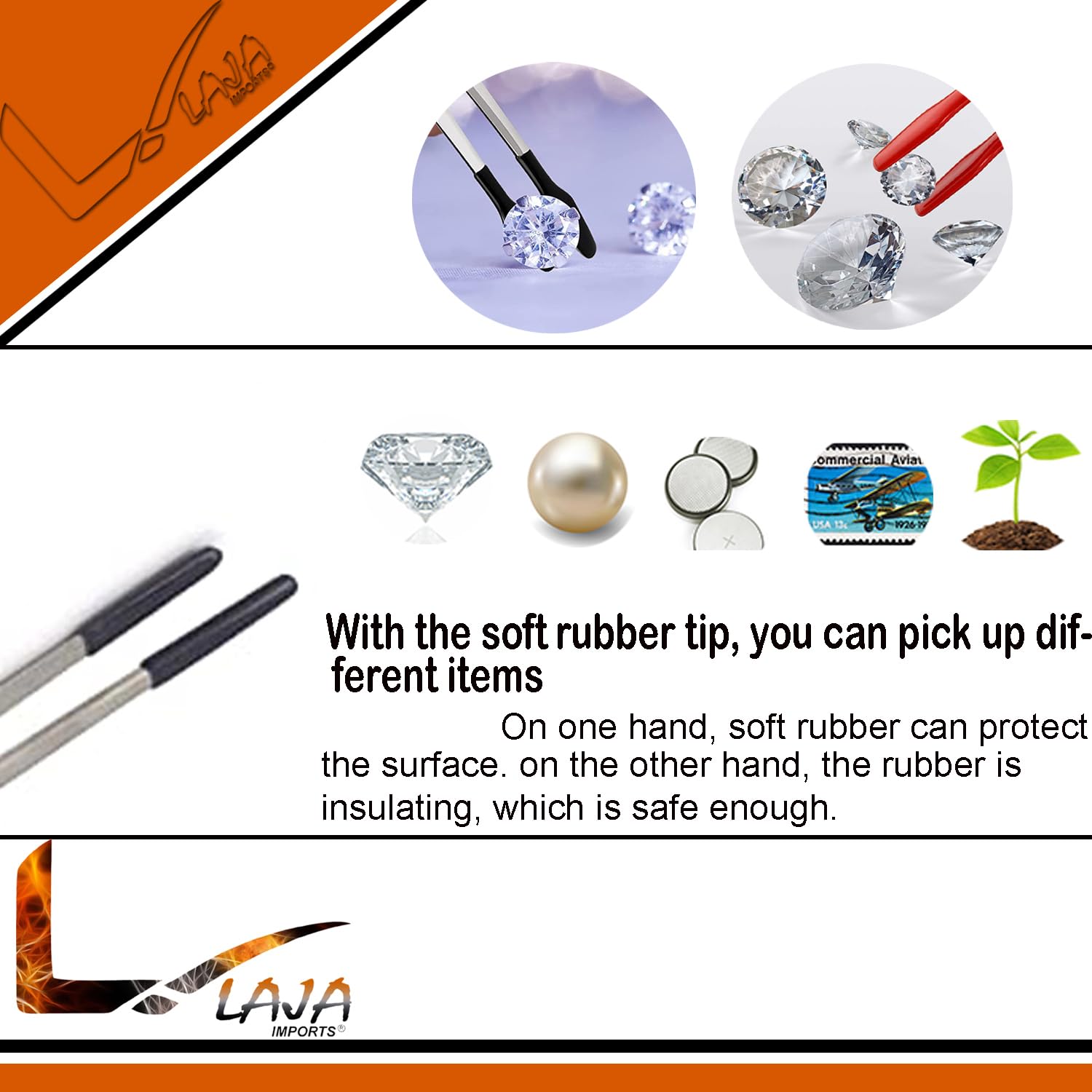 Laja Imports 8" Steam Tweezer Rubber Tips Steamer Ultrasonic Pvc Coated Non Marring Tips S.S. for Educational Use