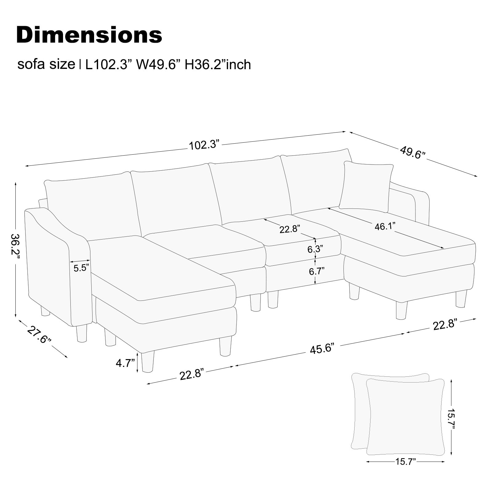 Belffin U Shaped Sectional Sofa Velvet Convertible Sofa with Reversible Chaises Sectional Couches with Ottomans for Living Room (Beige)…
