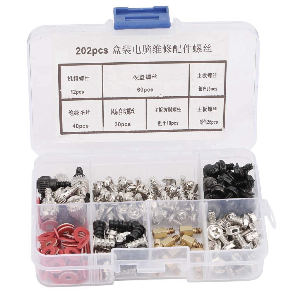 Ochoos 202Pcs Motherboard Hard Disk Screws PC Assortment Kit Computer Repairing Accessories Computer Set Accessories
