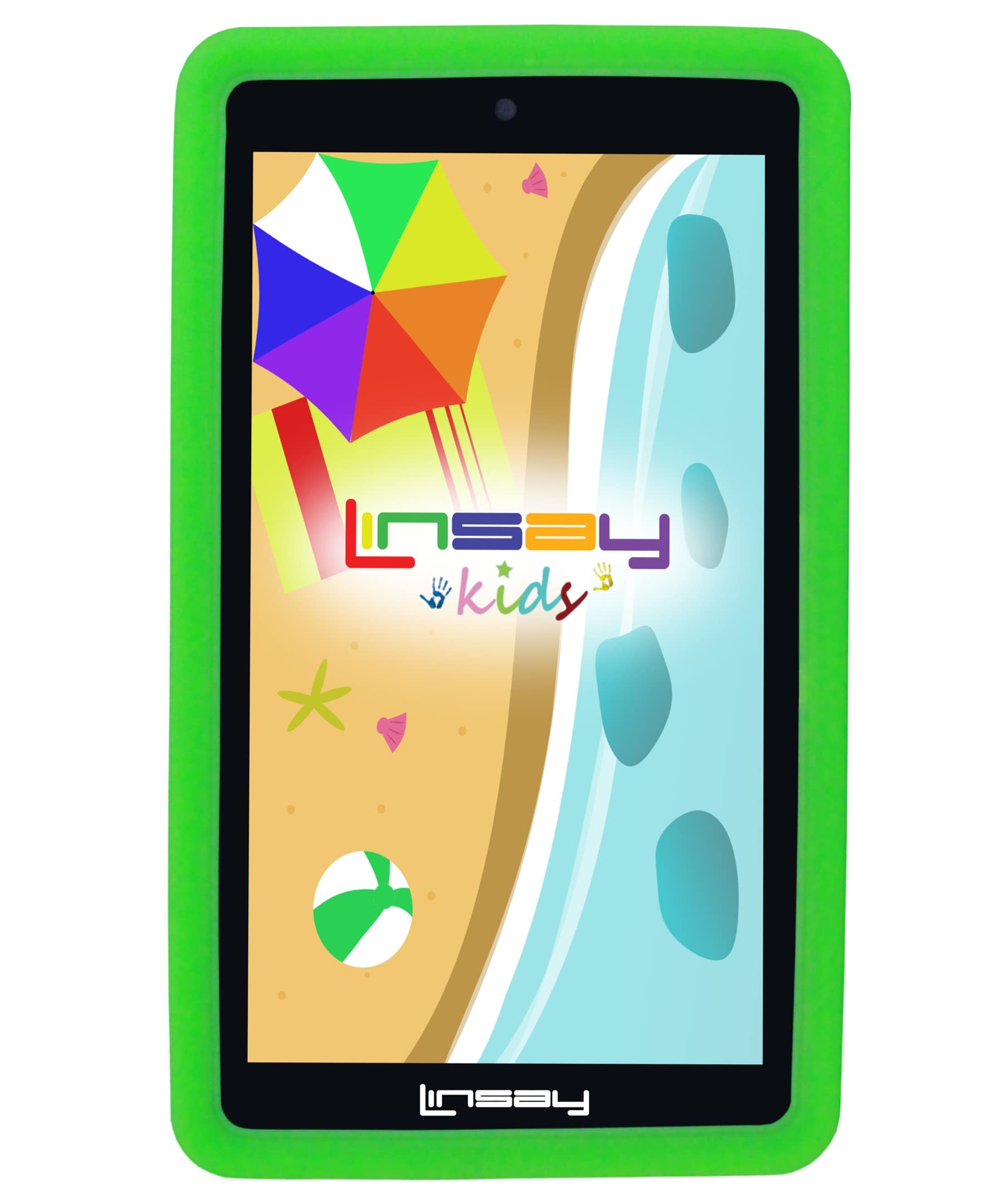 LINSAY 7" 2GB RAM 32GB Android 12 Tablet with Green Kids Defender Case