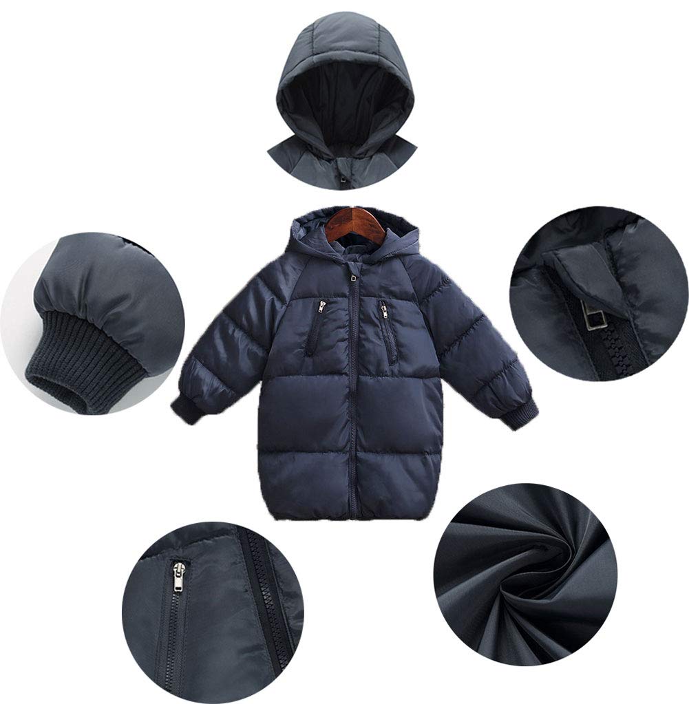 LANBAOSI Baby Boys Girls Winter Coat Toddler Kids Warm Hooded Jacket Outerwear Black