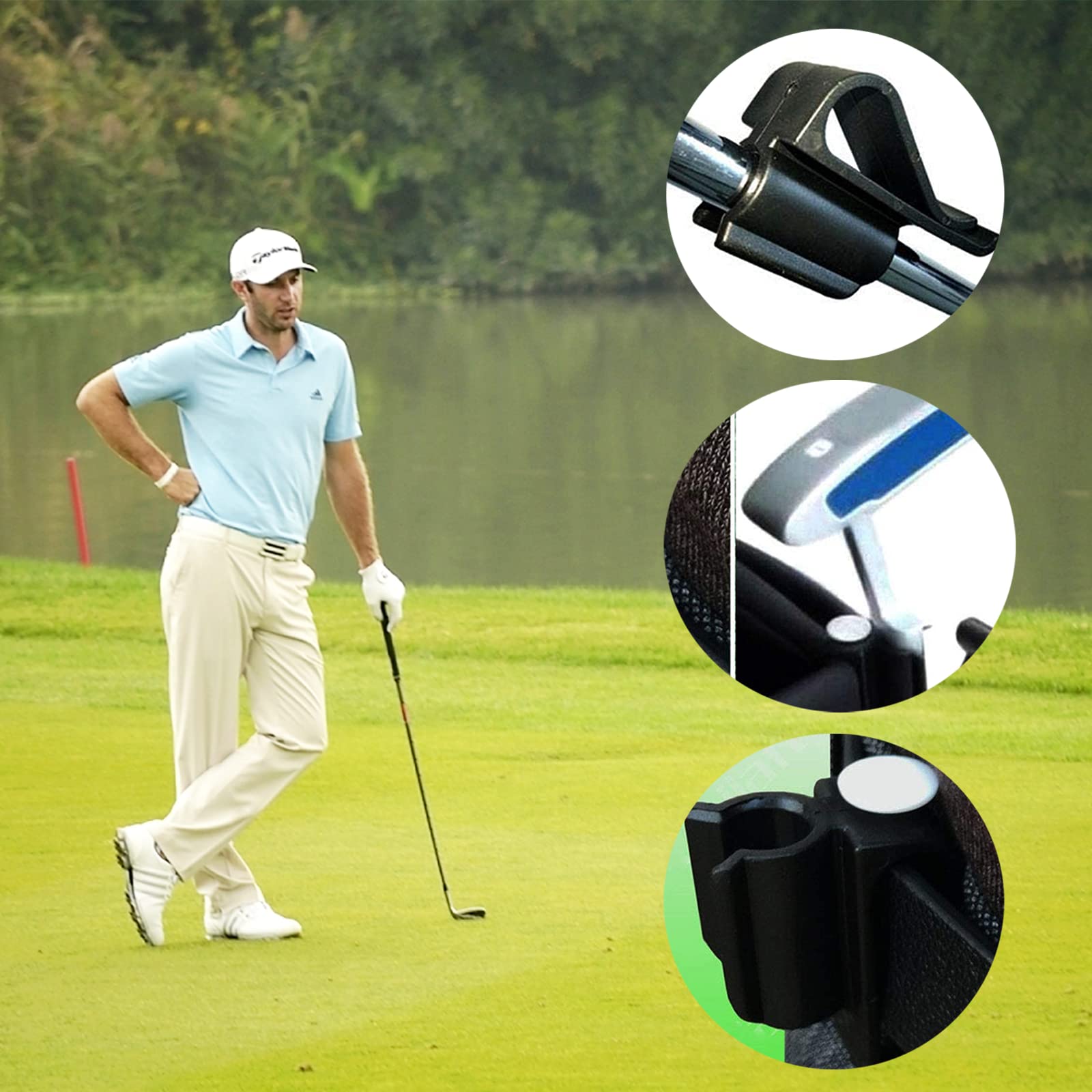 Alovexiong 4 Pack Golf Putter Clip Golf Bag Clip on Putter Clamp Holder Golf Putter Clip Organizer Ball Marker for Golf Accessories