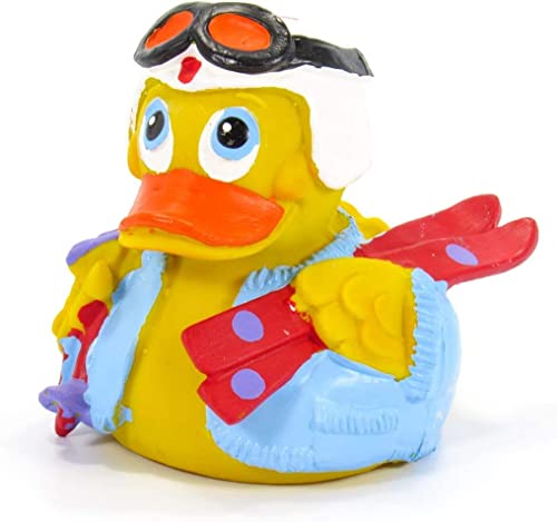 Lanco Skier Rubber Duck Bath Toy | All Natural, Organic, Eco Friendly, Squeaker Brand | Imported from Barcelona, Spain