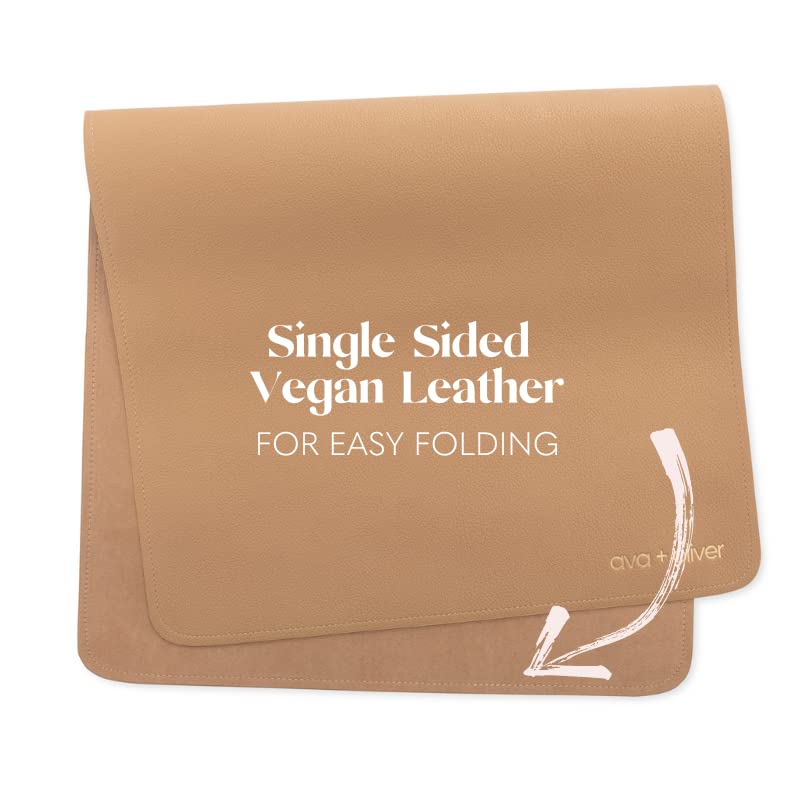 ava + oliver Vegan Leather Baby Changing Mat Bundle | Tan and Grey