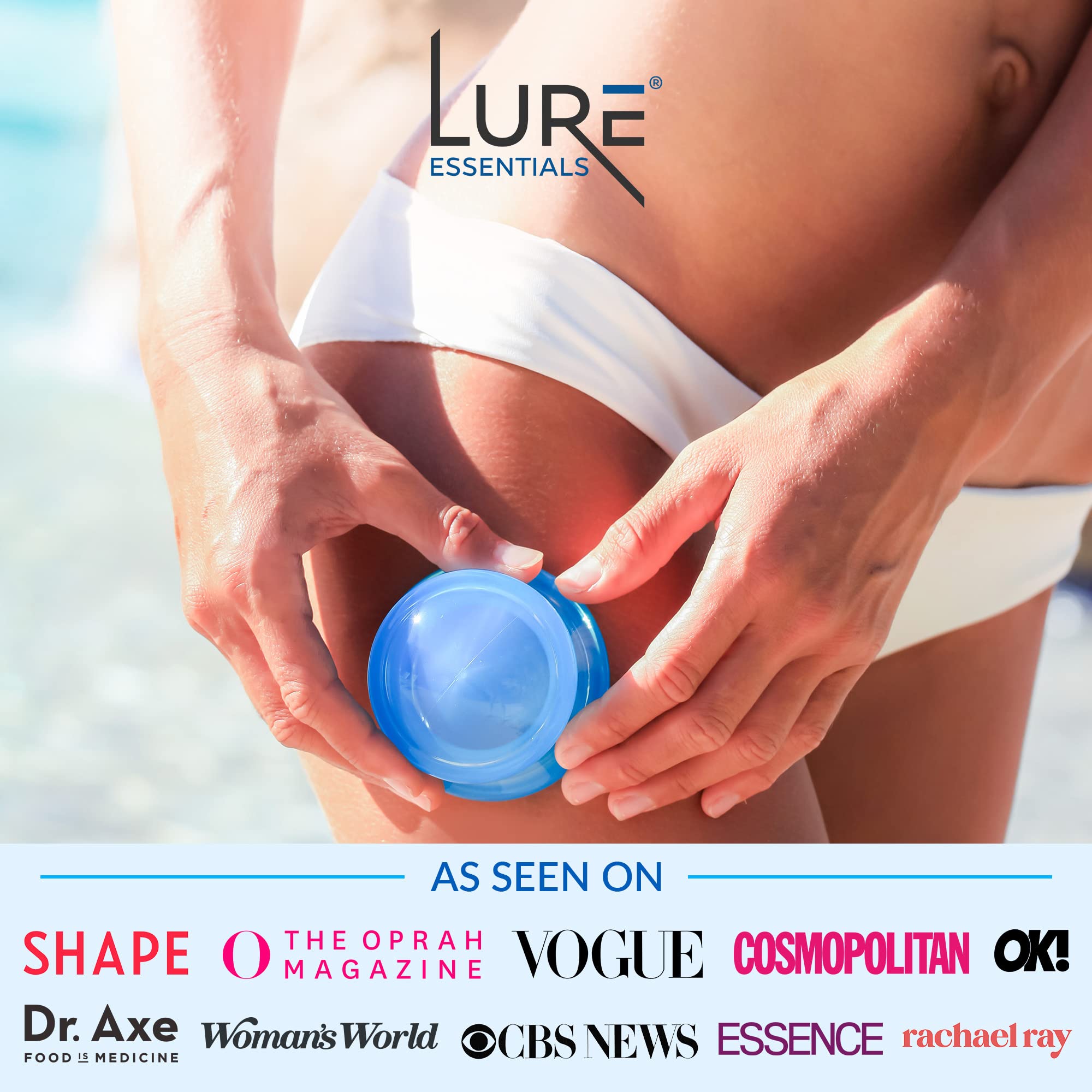 LURE Essentials Sculpt Silicone Cupping Theapy Set Anti Cellulite Cup Massager, Vacuum Suction for Lymphatic Drainage